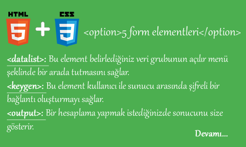 HTML Form Elementleri - htmlcssdersleriogreniyorum.com